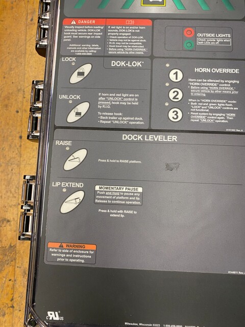 Control Panel Box Dock Leveler Safety System, Rite-Hite #DOK-COMMANDER ...