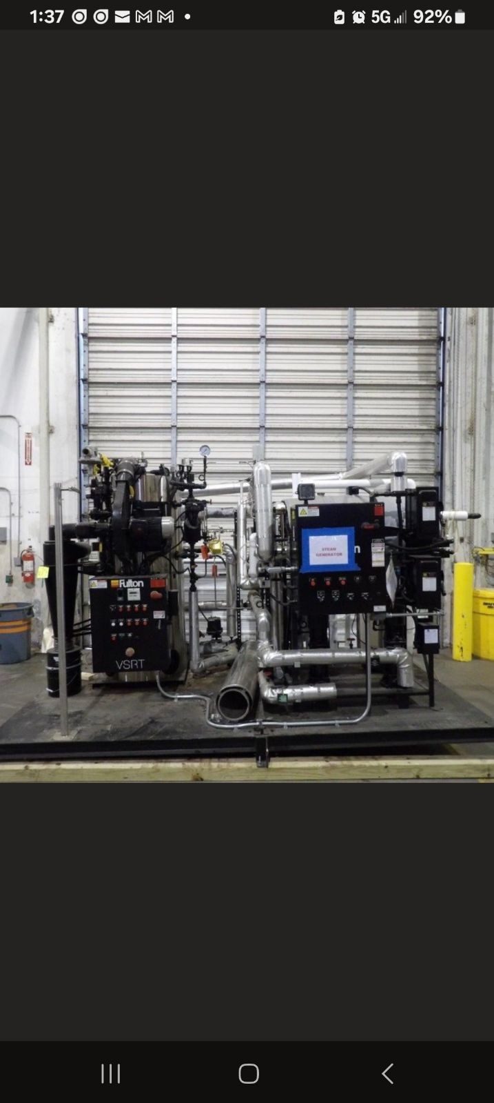 30 HP Fulton #VSRT, vertical 150 psi steam boiler skidded complete set ...