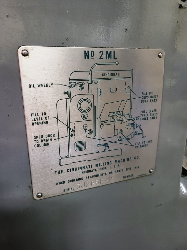 Cincinnati #2ML, horizontal/vertical milling machine, 9" x54" table, 2 ...