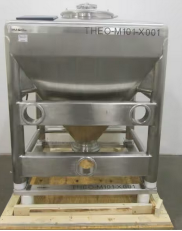 525 gallon Ima #2000L, sanitary Stainless Steel IBC tote bin, pneumatic ...