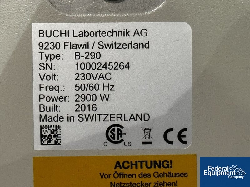 Buchi #B-290, Spray Dryer, glass chamber, cyclone and dust filter ...