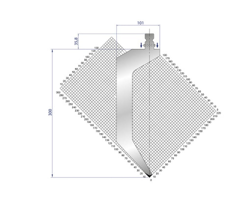 21.65" L, Eurostamp #1315, 550mm 86 degree Gooseneck punch (segmented ...
