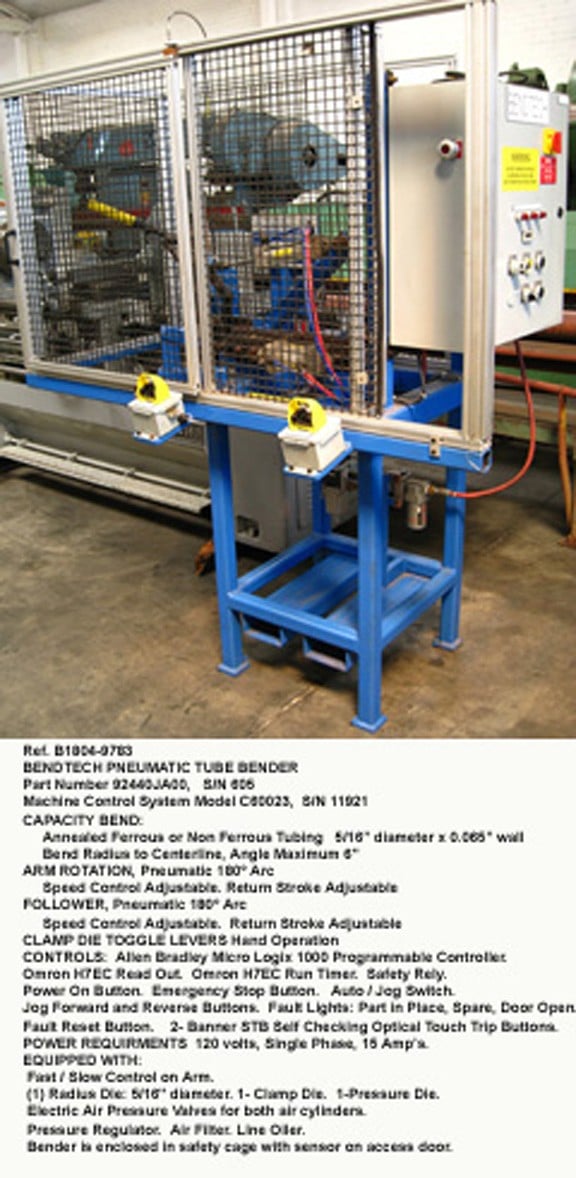 5/16" Bentech, automatic tube bender, 3" radius, Allen Bradley Micro ...