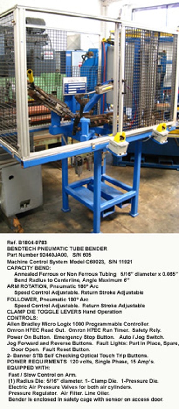 5/16" Bentech, automatic tube bender, 3" radius, Allen Bradley Micro ...