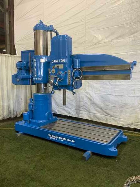 6' -19" Carlton #3A, radial arm drill, 74" x50" base, power clamping ...