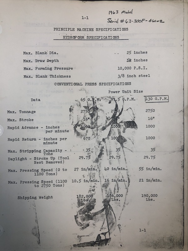 2750 Ton, Cincinnati #25-10-12, hydroform press, 16" stroke, 29.75" DL ...