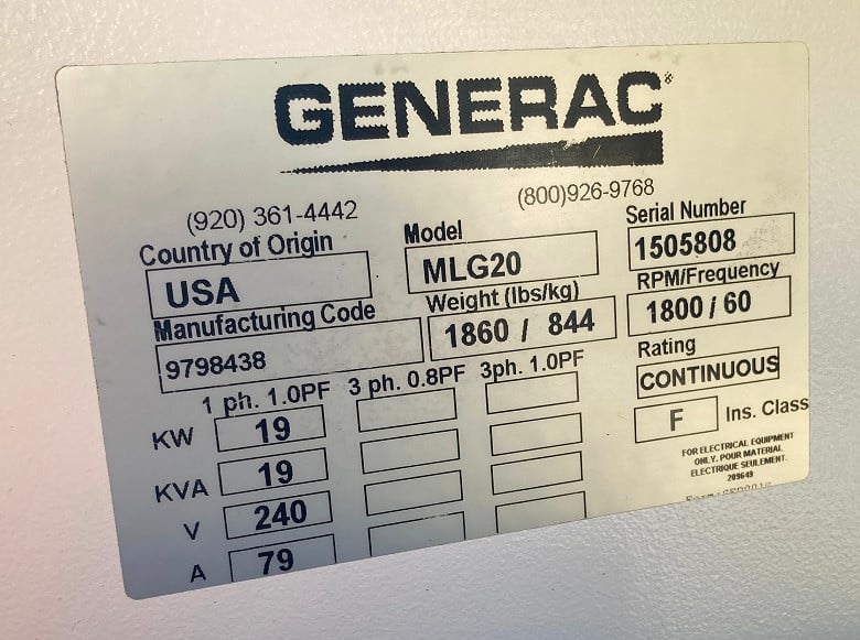 20 KW Generac / Generac #MLG20, trailer-mounted diesel generator, 2015 ...