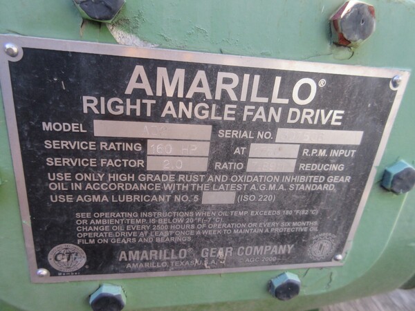160 HP @ 1750 RPM, Amarillo #A32, right angle fan drive, 7.89:1 Ratio ...