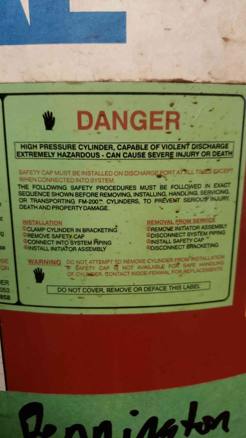 400 lbs. Fenwal, Fire Suppression System, FM-200 Agent for Sale ...