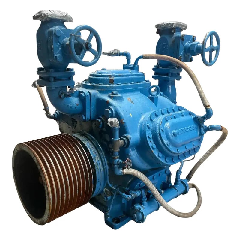 Mycom, 6 cylinder belt reciprocating compressor, ammonia (R-717 ...