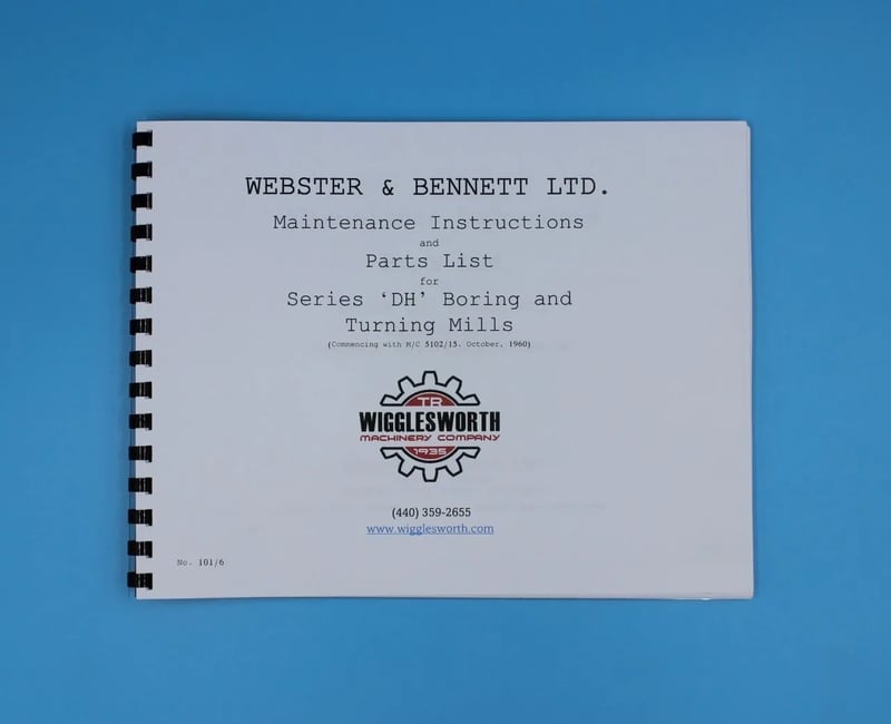 Maintenance instructions & parts manual, Webster & Bennett #DH, 36, 48 ...