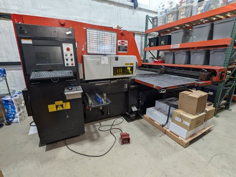 22 Ton, Amada #Aries-245, CNC Turret Punch, 19 Stations, 40" x 50" max ...