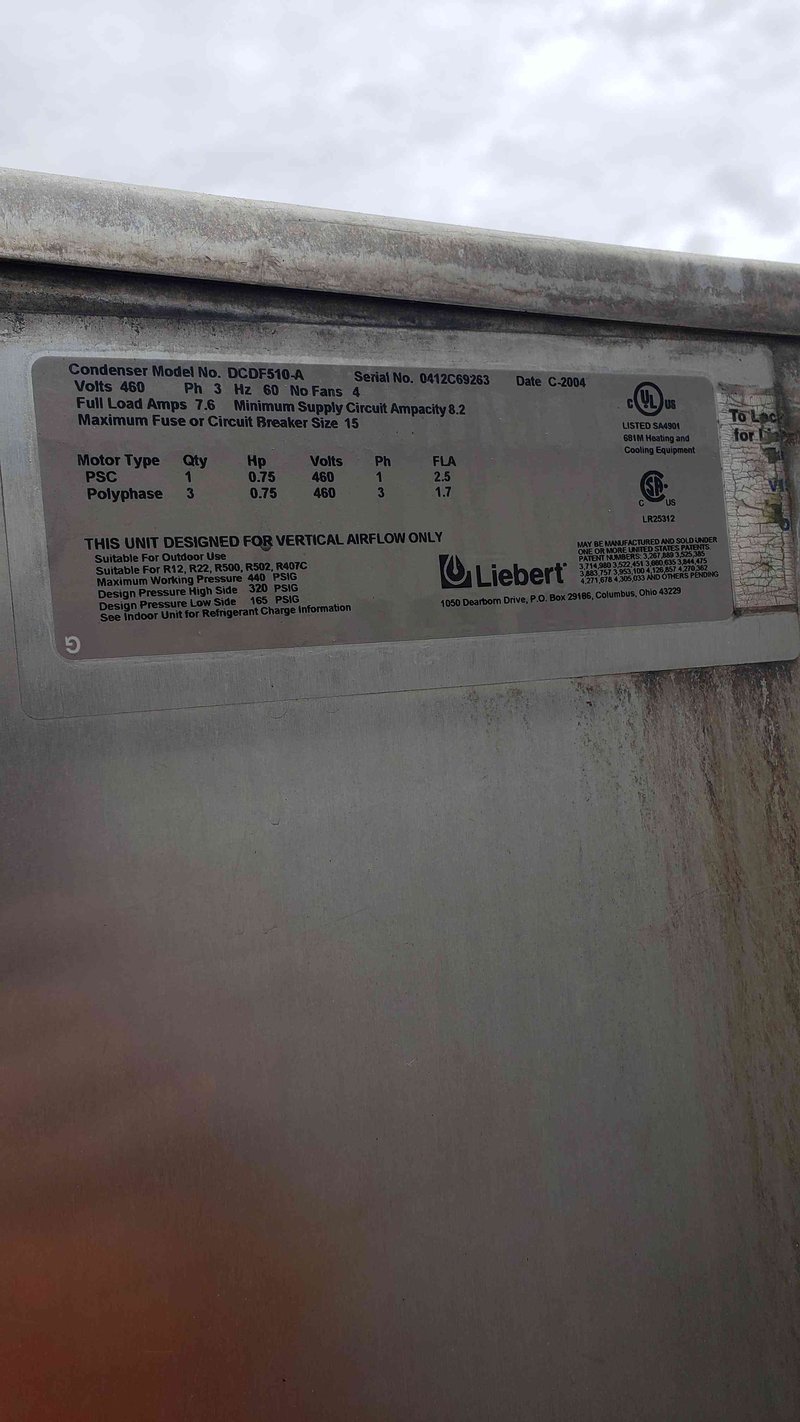 Liebert #DCDF510-A, 4-Fan Condenser, 172" L x 44" width x 45" H, 320/ ...