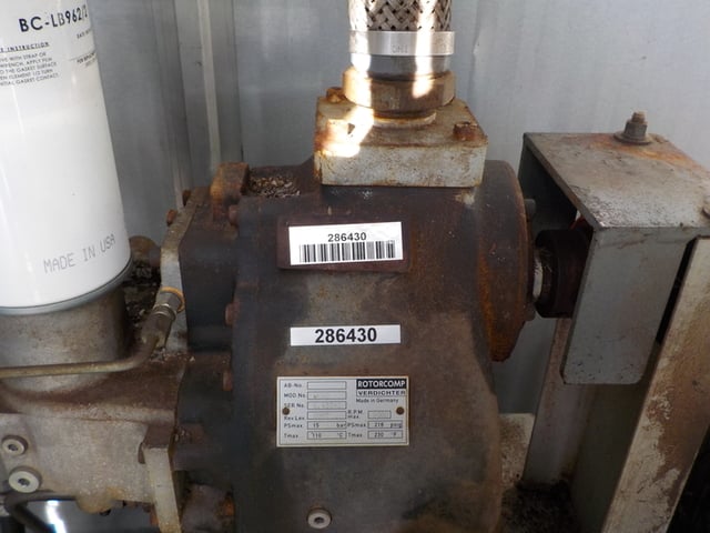 27 HP Rotorcomp #NK60, screw compressor, Sunfab Hydraulics M012WH-B4KU ...