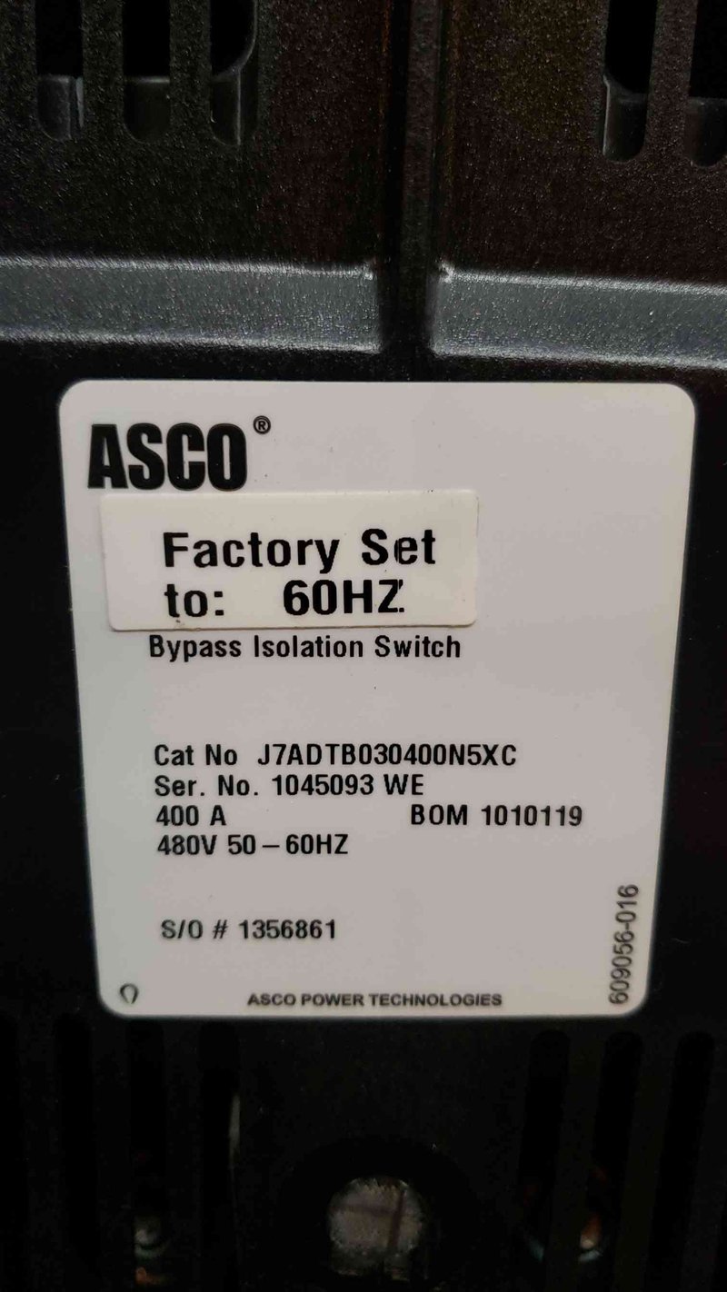 400 Amp. ASCO #7000-Series, Power Transfer Switch automatic transfer ...