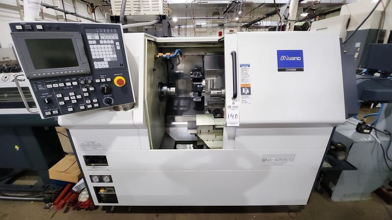 Citizen Miyano #BNA-42MY2, CNC lathe, 5" chuck, 1.6" bar, 8 turret, 5-Axis, LNS Alpha SL65-S bar ...