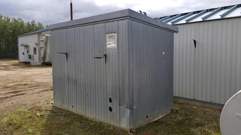 10.5' x 6.5' x 8.5' Brytex, steel storage building, wood floor, 2002 ...