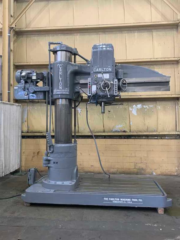 6' -17" Carlton #3A, radial arm drill, 77" x48" base, #4MT, power ...