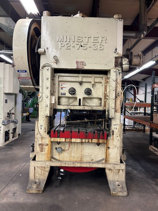 75 Ton, Minster #P2-75-36, straight side double crank press, S/N 9387 ...