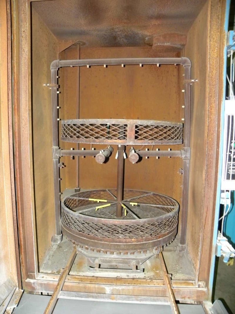 Viking #D60E, rotary table blast washer, 36" dia x 60" high, electric ...