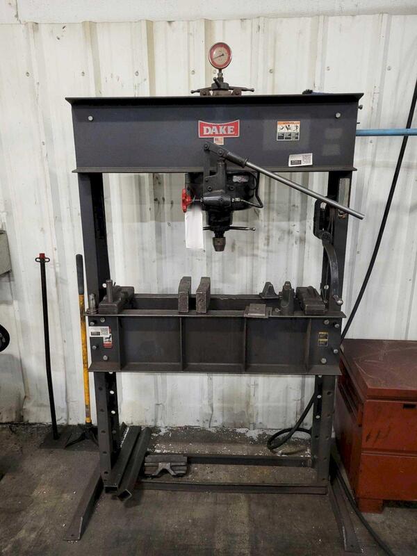 75 Ton, Dake #75H, H-frame hydraulic shop press, 44" width between ...