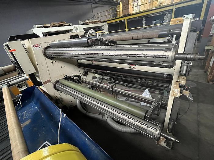 Deacro #DA-653, duplex cantilevered slitter rewinder, 65" web width, 30 ...