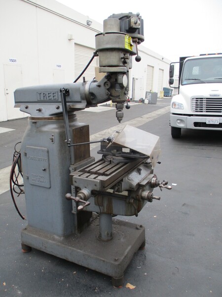 Tree #2UVR, vertical mill, 10.5" x42" tbl, 2 HP, 2-Axis digital read ...