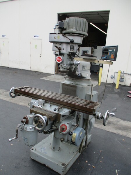 Tree #2UVRC, vertical mill, variable speed, 10.5" x42" table, 1.5 HP, 2 ...