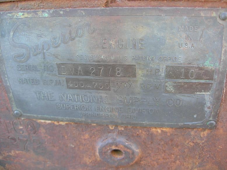 10 HP Superior, Vertical Diesel Engine, 350 RPM For Sale | Surplus Record