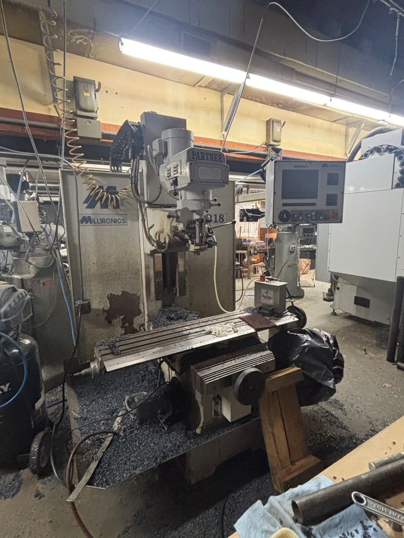 Milltronics #MB-18, CNC vertical mill, 10" x50" tbl., 5 HP, 32" X, 19 ...