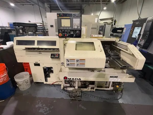 Amada Techno Wasino #G07, gang tool CNC lathe, 1.2" bar, Fanuc Oi-TC ...