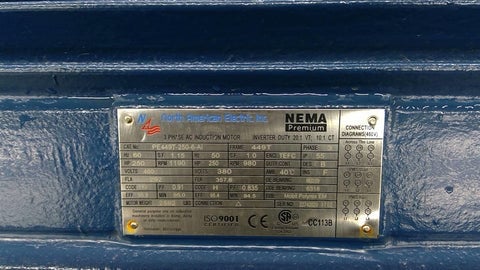 250 HP 1200 RPM North American PE449T-250-6-AI, Frame 449T, TEFC, 6P ...