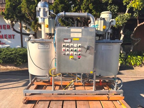 250 gallon Cozzini #CMT-1000, high shear mixing skid, (2) Stainless ...