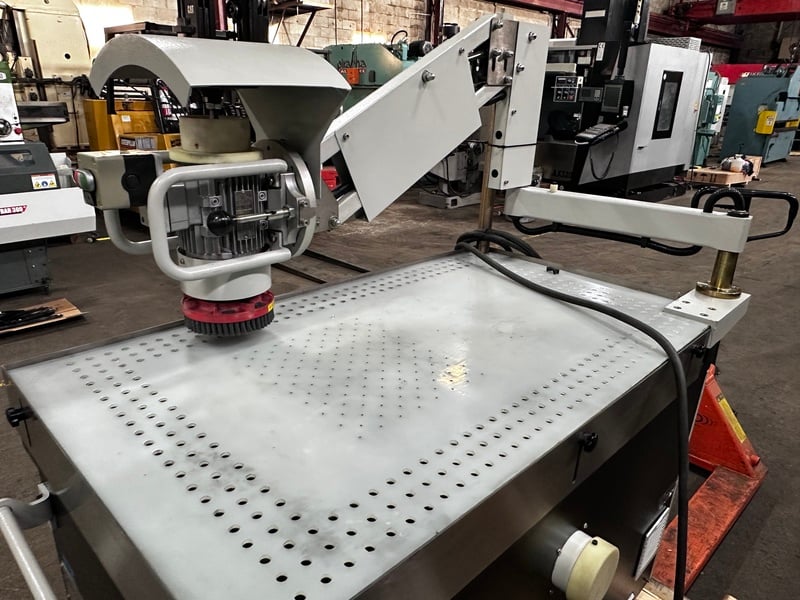 Jonsen #SD-H, swing arm deburring & grinding machine, vacuum table, as ...