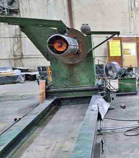25000 lb. Rowe, uncoiler, 72", 68" face mandrel, hydraulic expansion ...