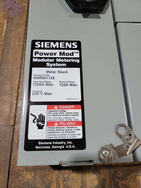 125 Amps, Siemens #WMM51125, Power Mod Modular Metering System Meter ...
