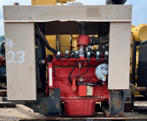 84 HP Cummins #G5.9, industrial Natural gas engine power unit, 1800 RPM, PTO & canopy enclosure ...