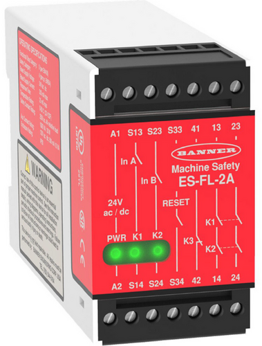 Banner ES-FL-2A 46092 Safety Relay Module for E-Stop/Rope Pull ...