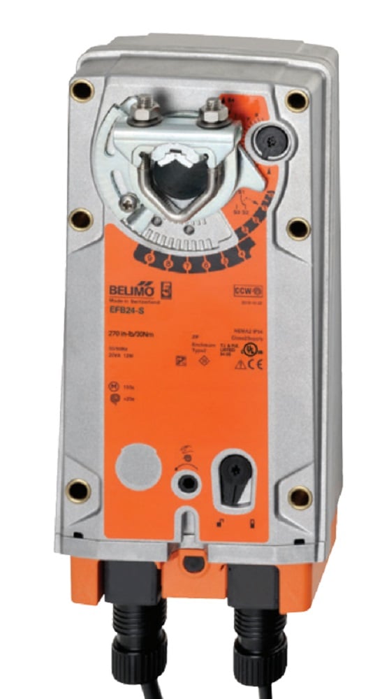 Belimo EFB24-S Damper Actuator, 270 in-lb [30 Nm], Spring Return, AC/DC ...