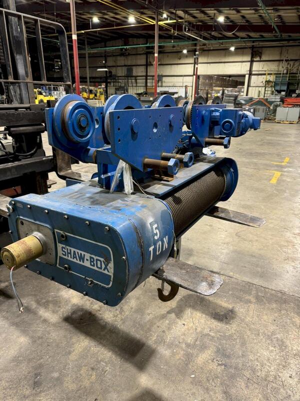 5 Ton, Shaw-Box #32737222, hoist, 13.5/7 FPM, 460 V., 4 HP, S/N K377783 ...
