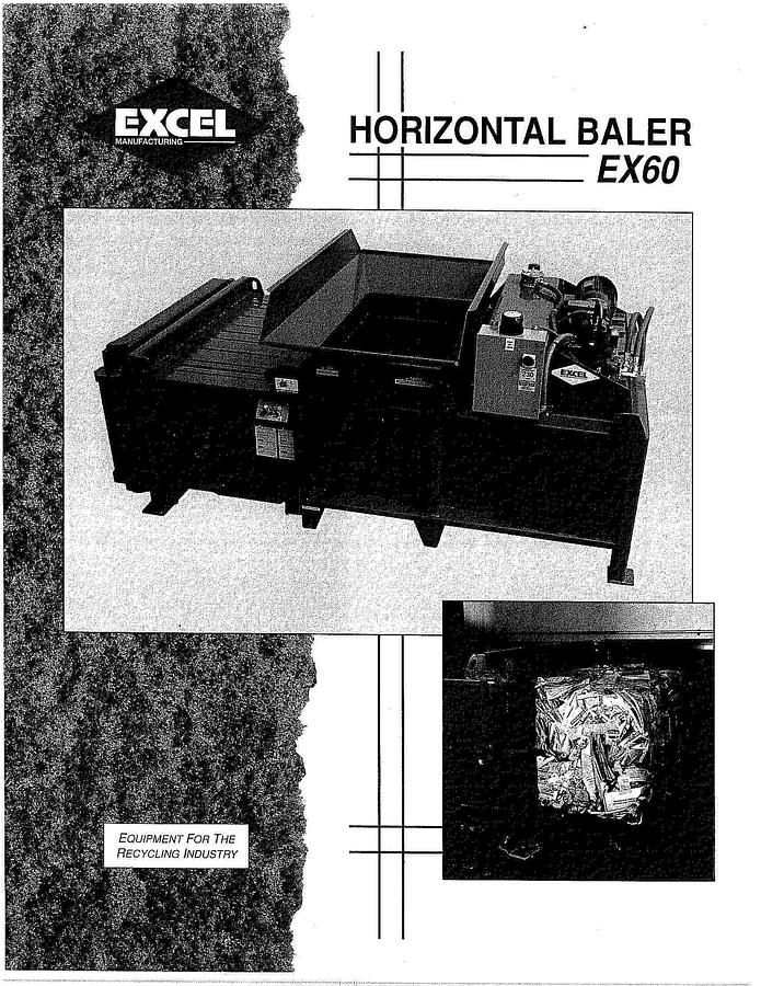 Excel #EX-60, closed door dual cylinder baler, (2) 6" cyinders, 20 HP For Sale | Surplus Record