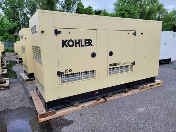 150 KW Kohler #KG150, Natural gas generator, steel sound enclosure, 120/208 Volts, new, in stock ...