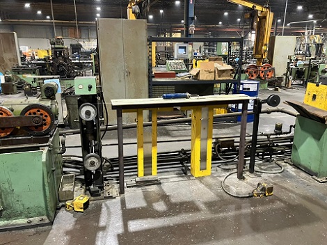 BHS, Torin, wire flattening / shaping mill, turntable wire payoff ...