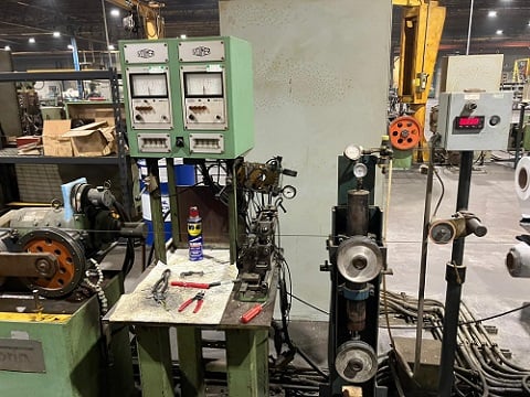 BHS, Torin, wire flattening / shaping mill, turntable wire payoff ...