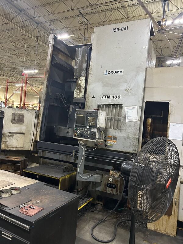 Okuma #VTM-100, 3-Axis CNC vertical boring mill with pallet changer, 40 ...