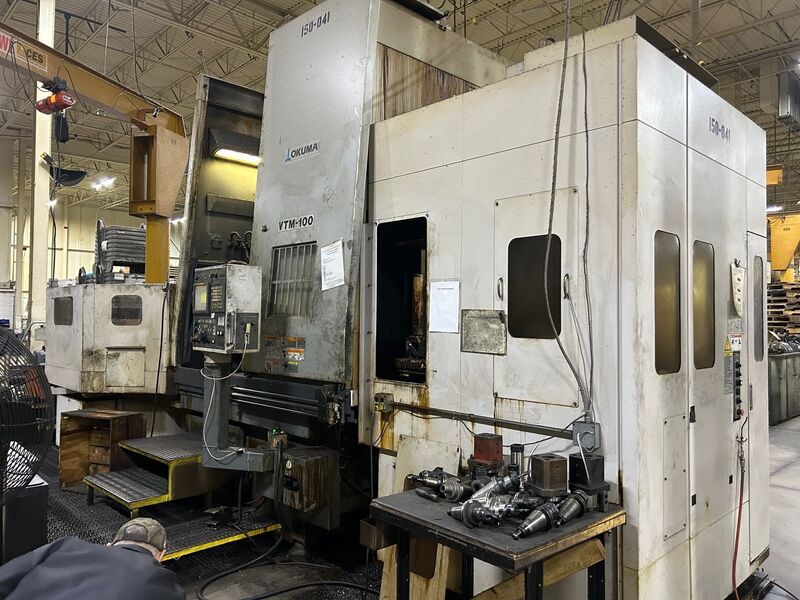 Okuma #VTM-100, 3-Axis CNC vertical boring mill with pallet changer, 40 ...