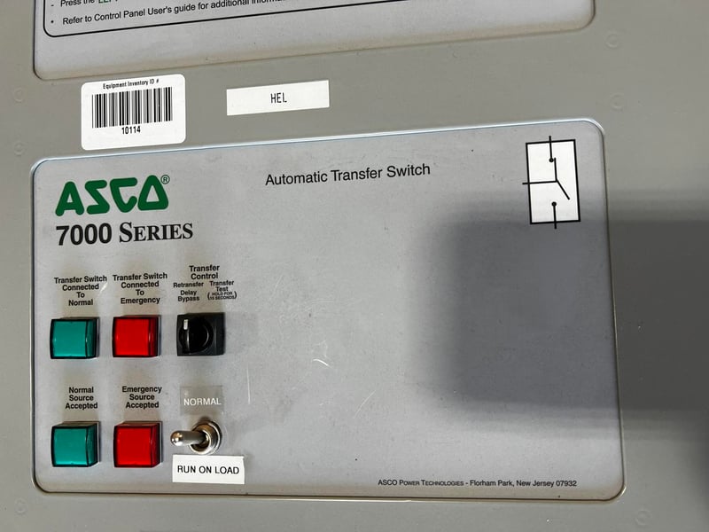 70 Amp. Asco #Series-7000, automatic transfer switch, 480 Volts, 3 ...