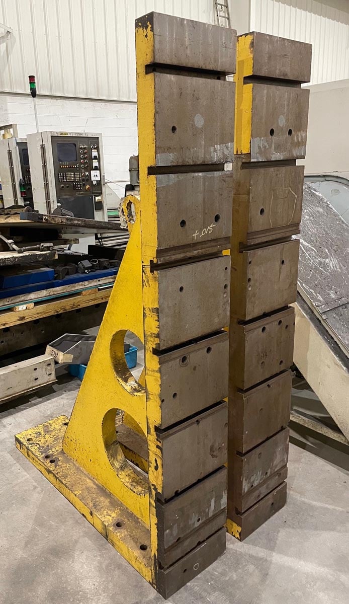 12" x 72" x 48" Fabricated T-slotted angle plate pair, 3" thick for ...