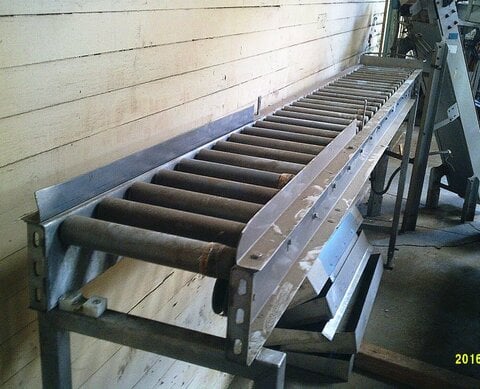 12" wide x 10' long, Roller conveyor, Stainless steel frame, 2" rollers ...