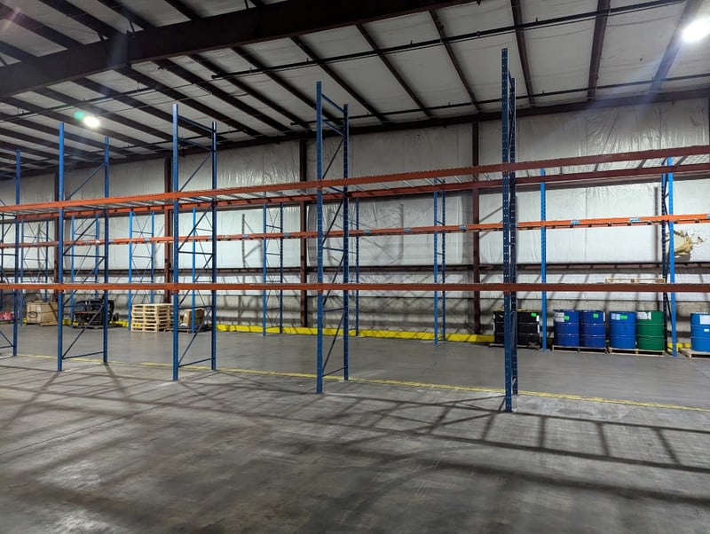 Warehouse Racks, 16;uprights x 42" deep with 9' beams, 75 sections ...